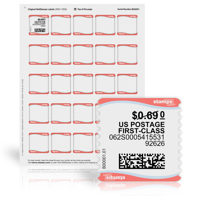 Original NetStamps Sheets – Stamps.com Supplies